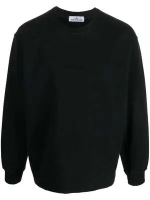 Stone Island Logo Embroidered Cotton Sweatshirt