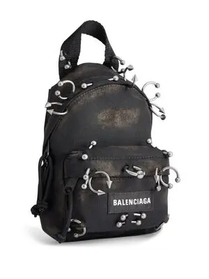 Balenciaga Piercing-Embellished Mini Messenger Bag - Black