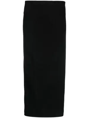 GENTRYPORTOFINO Midi Wool Pencil Skirt - Black