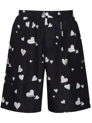 Marni Heart Print Silk Shorts