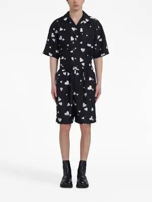 Marni Heart Print Silk Shorts
