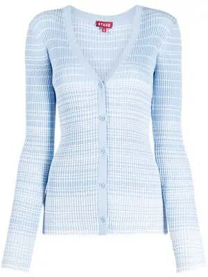 Staud Cargo Sweater Striped Ribbed-knit Cardigan