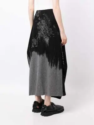 Y’s Abstract-pattern Draped Skirt