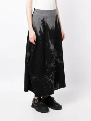Y’s Abstract-pattern Draped Skirt