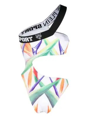 PLEIN SPORT Graphic-print One-shoulder Swimsuit
