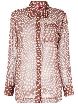 Staud Graphic-print Semi-sheer Shirt