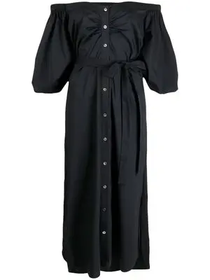 Staud Reese Off-shoulder Stretch Cotton Dress - Black