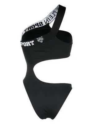 PLEIN SPORT Logo-tape One-shoulder Swimsuit