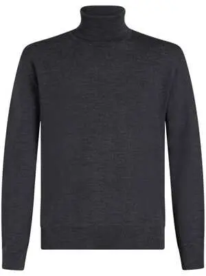 Etro Pegaso-embroidered High-neck Jumper - Grey
