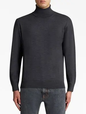Etro Pegaso-embroidered High-neck Jumper - Grey