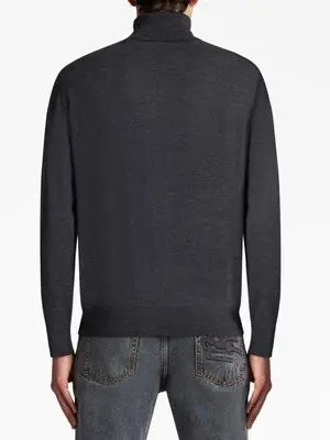 Etro Pegaso-embroidered High-neck Jumper - Grey