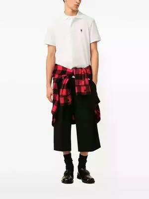 AMI Paris Cotton Polo With De Coeur - White