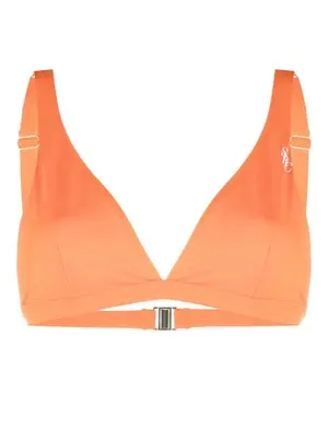 SPORTY & RICH Logo-print Triangle Bikini Top - Orange