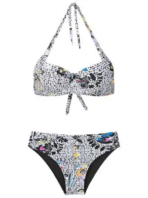 AMIR SLAMA Floral-print Halterneck Bikini - Multicolour
