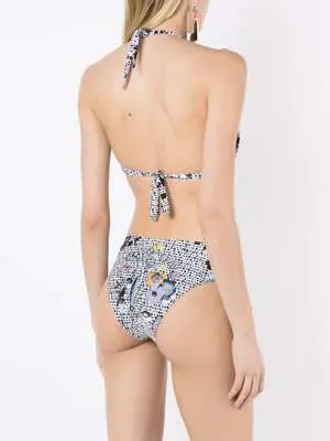 AMIR SLAMA Floral-print Halterneck Bikini