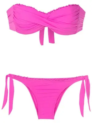 AMIR SLAMA Beaded-trim Bandeau Bikini - Pink