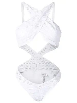 AMIR SLAMA Open-knit One-piece - White