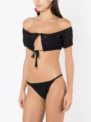AMIR SLAMA Open-knit Off-shoulder Bikini Set