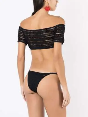 AMIR SLAMA Open-knit Off-shoulder Bikini Set