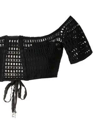 AMIR SLAMA Open-knit Off-shoulder Bikini Set