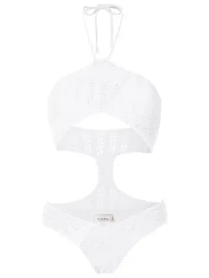 AMIR SLAMA Woven Halterneck One-piece - White