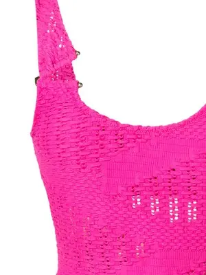 AMIR SLAMA Open-knit One-piece Swimsuit - White