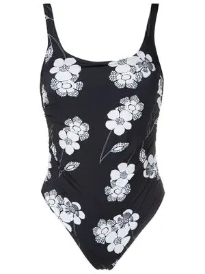 AMIR SLAMA Floral-print Swimsuit - Black