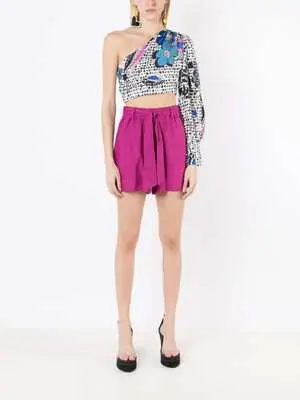 AMIR SLAMA Graphic-print One-shoulder Top