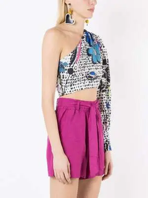AMIR SLAMA Graphic-print One-shoulder Top