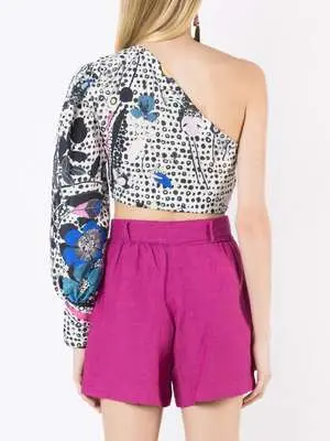AMIR SLAMA Graphic-print One-shoulder Top