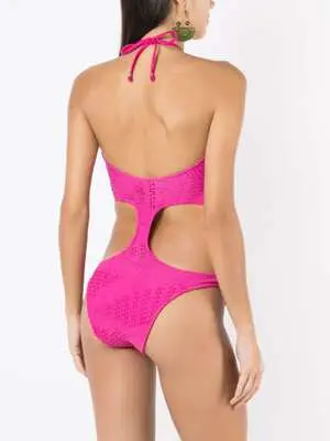 AMIR SLAMA Woven Halterneck One-piece
