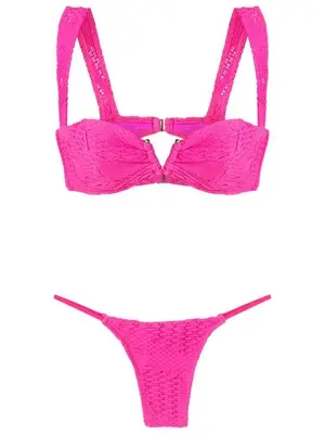 AMIR SLAMA Woven Balconette Bikini Set - Pink