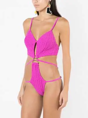 AMIR SLAMA Woven Cut-out One-piece