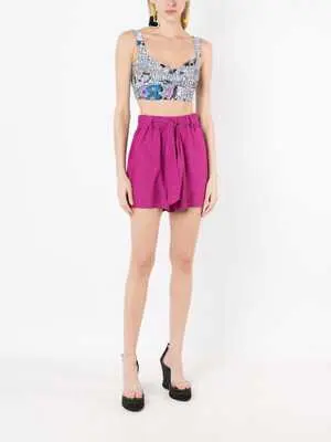 AMIR SLAMA Graphic-print Sweetheart-neck Top