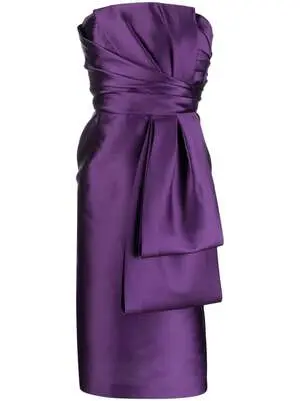 Alberta Ferretti Bow-embellished Mikado Midi Dress - Purple