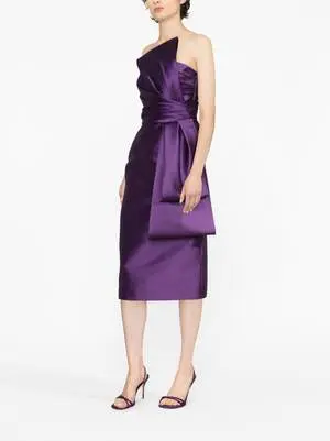 Alberta Ferretti Bow-embellished Mikado Midi Dress - Purple