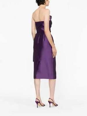 Alberta Ferretti Bow-embellished Mikado Midi Dress - Purple