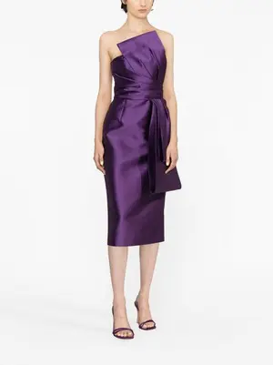 Alberta Ferretti Bow-embellished Mikado Midi Dress - Purple
