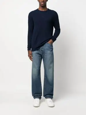 BALLANTYNE Long-sleeve Wool-blend Jumper - Blue