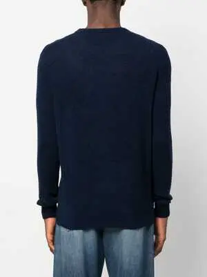 BALLANTYNE Long-sleeve Wool-blend Jumper - Blue