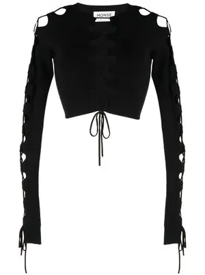 Monse Lace-up Detail Cropped Jumper - Black