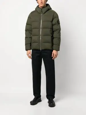 Stone Island Compass-patch Padded Down Jacket - Green