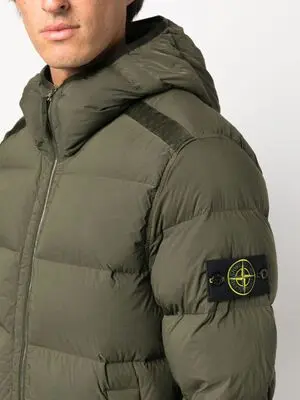 Stone Island Compass-patch Padded Down Jacket - Green