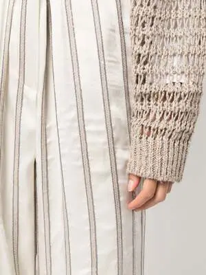 Brunello Cucinelli Striped High-waist Trousers