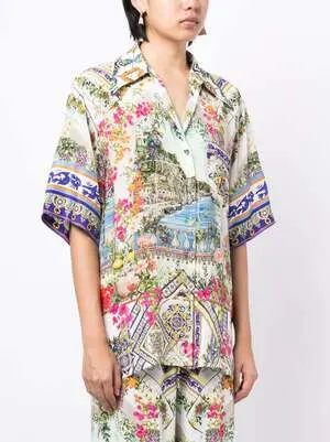 Camilla Graphic-print Silk Shirt
