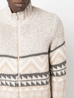 Brunello Cucinelli Intarsia-knit Cashmere Zipped Cardigan