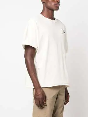 Rhude Logo-embroidered Cotton T-shirt - Neutrals