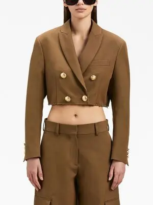 Palm Angels Double-breasted Cropped Blazer - Brown