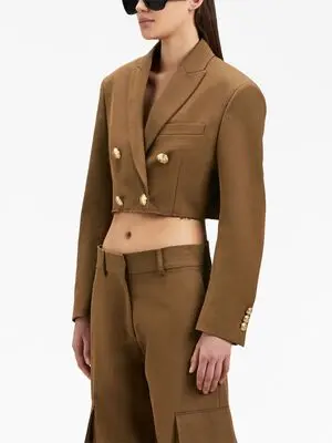 Palm Angels Double-breasted Cropped Blazer - Brown