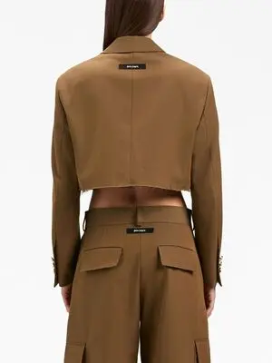 Palm Angels Double-breasted Cropped Blazer - Brown